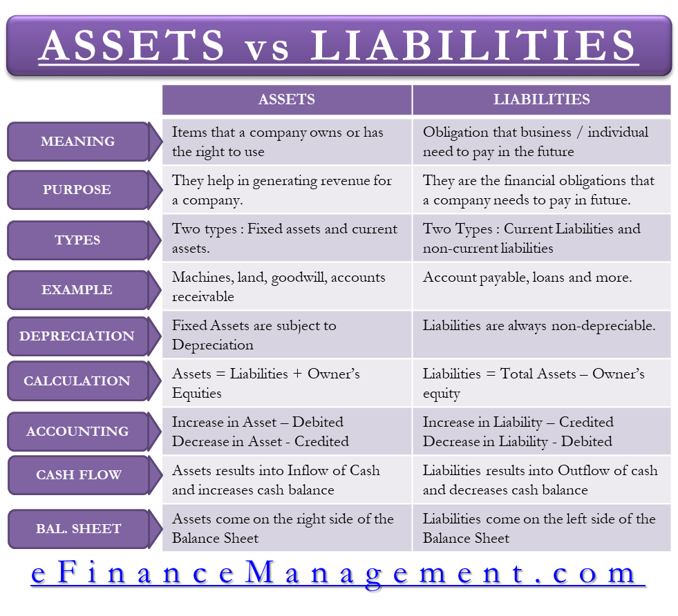 10 Ten Differences Between Assets Vs Liabilities EFinanceManagement