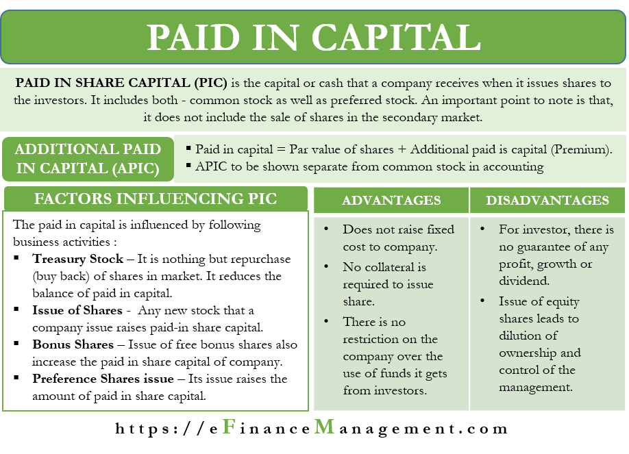 EFinanceManagement Paid in Capital Meaning Advantages 