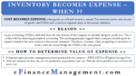 When does inventory become an Expense? | Examples, Exceptions | eFM